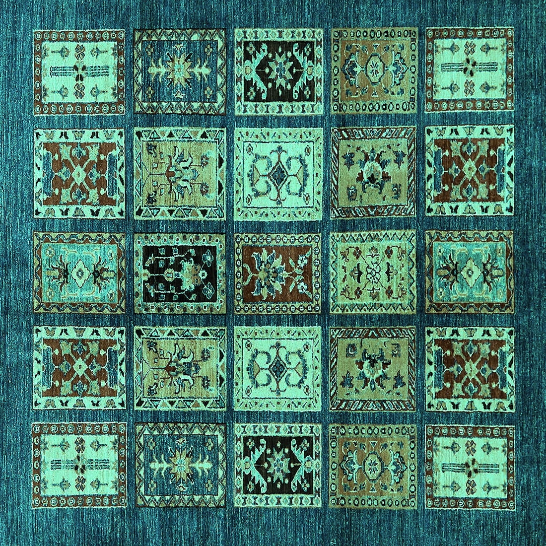Ahgly Company Indoor Square Abstract Turquoise Blue Modern Area Rugs, 4 ...