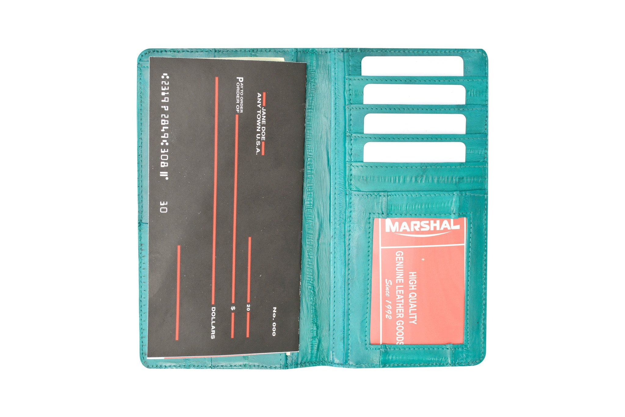 Genuine Eel Skin Leather Checkbook Cover Credit Card Holder ID Window E ...