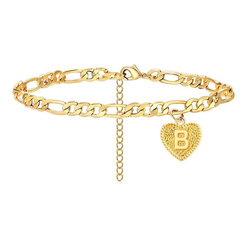 Simple Gold Anklets for Women Heart Initial Letter B Anklet Cuban Link Letter Ankle Bracelet for Girls Walmart