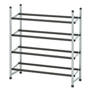 Mainstays 4-Tier Shoe Rack White Plastic Frame, Gray Coating, up to 12 ...