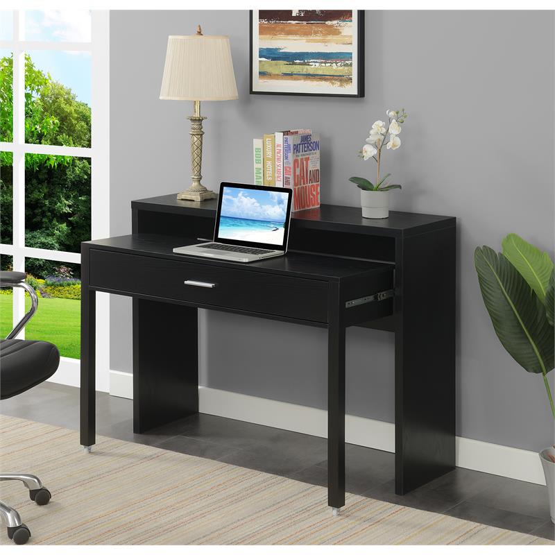 UrbanPro Modern Console/Sliding Desk with Drawer and Riser in Black ...