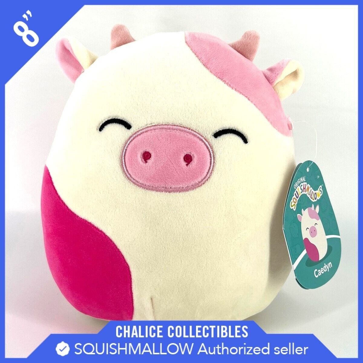 Squishmallow Kellytoy Plush Specialty Cows Caedyn Pink & White Cow 8 ...