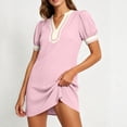 Bxsruta Women's Puff Sleeve Mini Dress V Neck Embroidered Scallop Trim ...