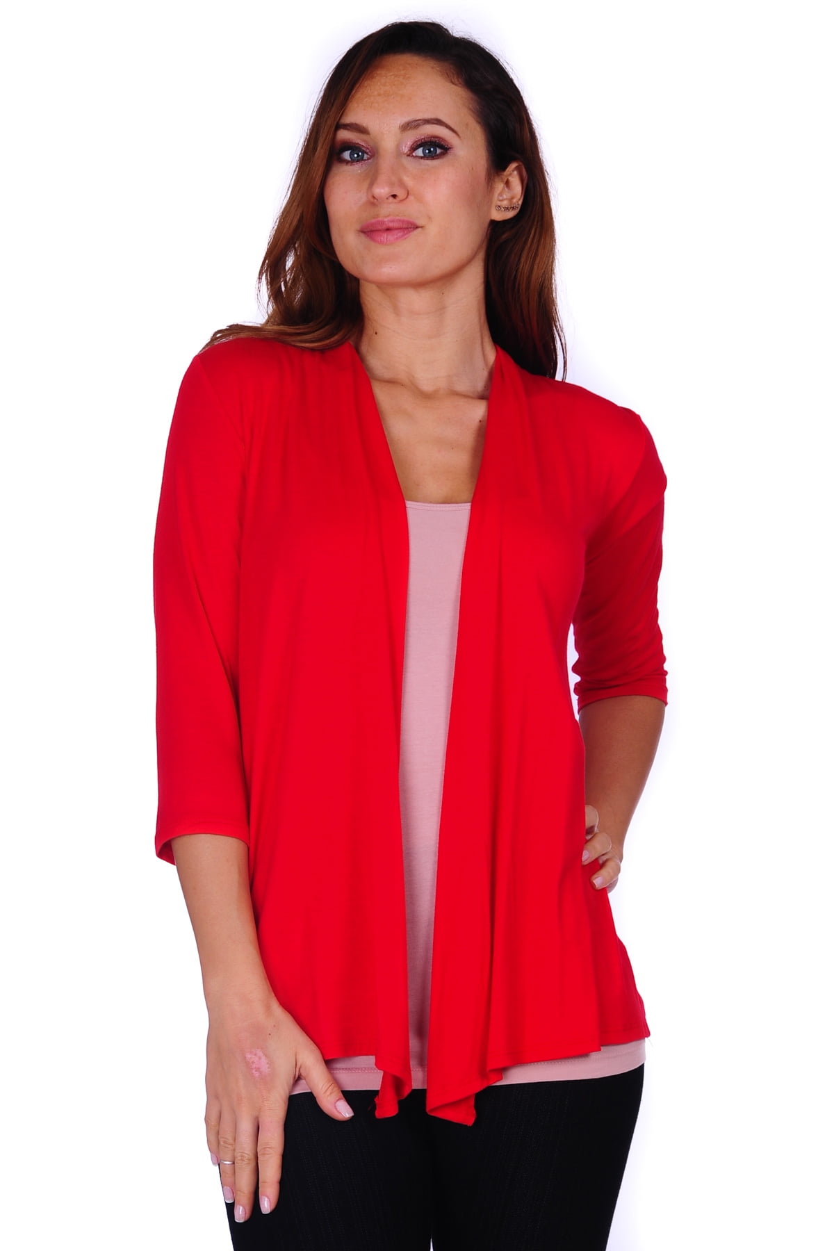 Simply Ravishing Women's Basic 3/4 Sleeve Hip Length Open Drape ...