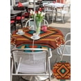 Aztec Tribe Round Outdoor Tablecloth with Umbrella Hole Rhombus ...