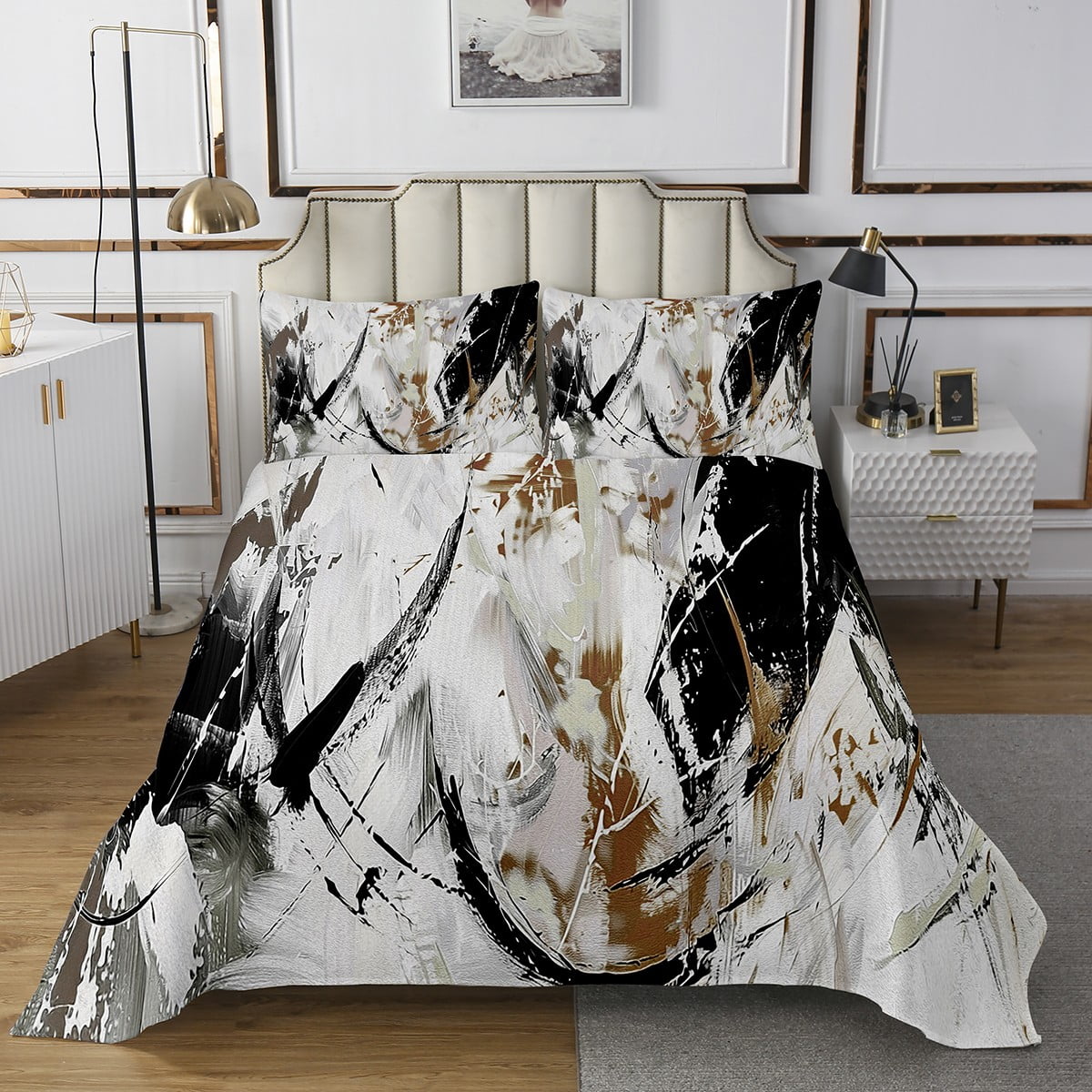 Click here for Yst Black White Brown Quilt Set Abstract Twin Beds... prices