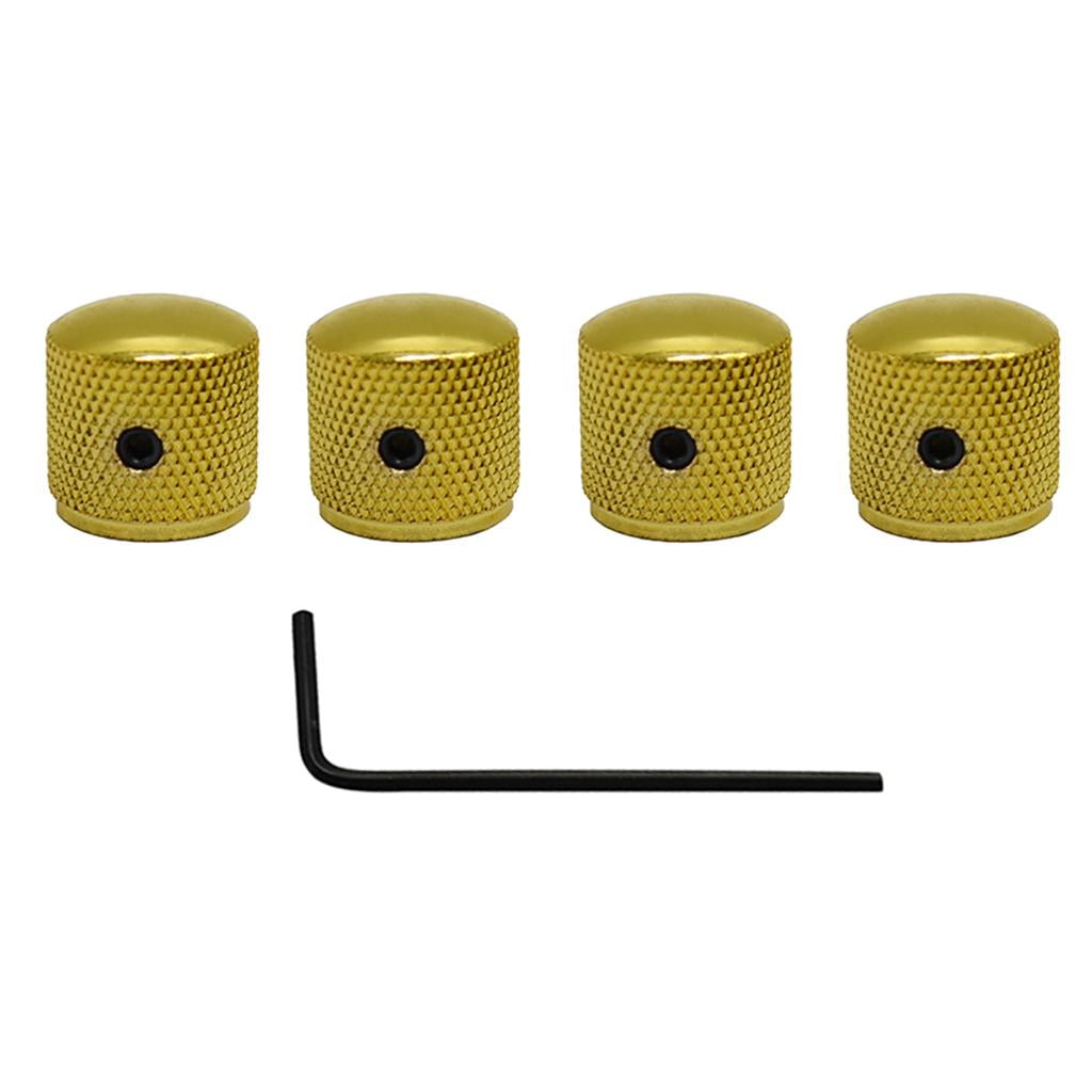 4Pcs Golden Button Dome Knob Volume Control w/ Wrench for Electric Bass ...