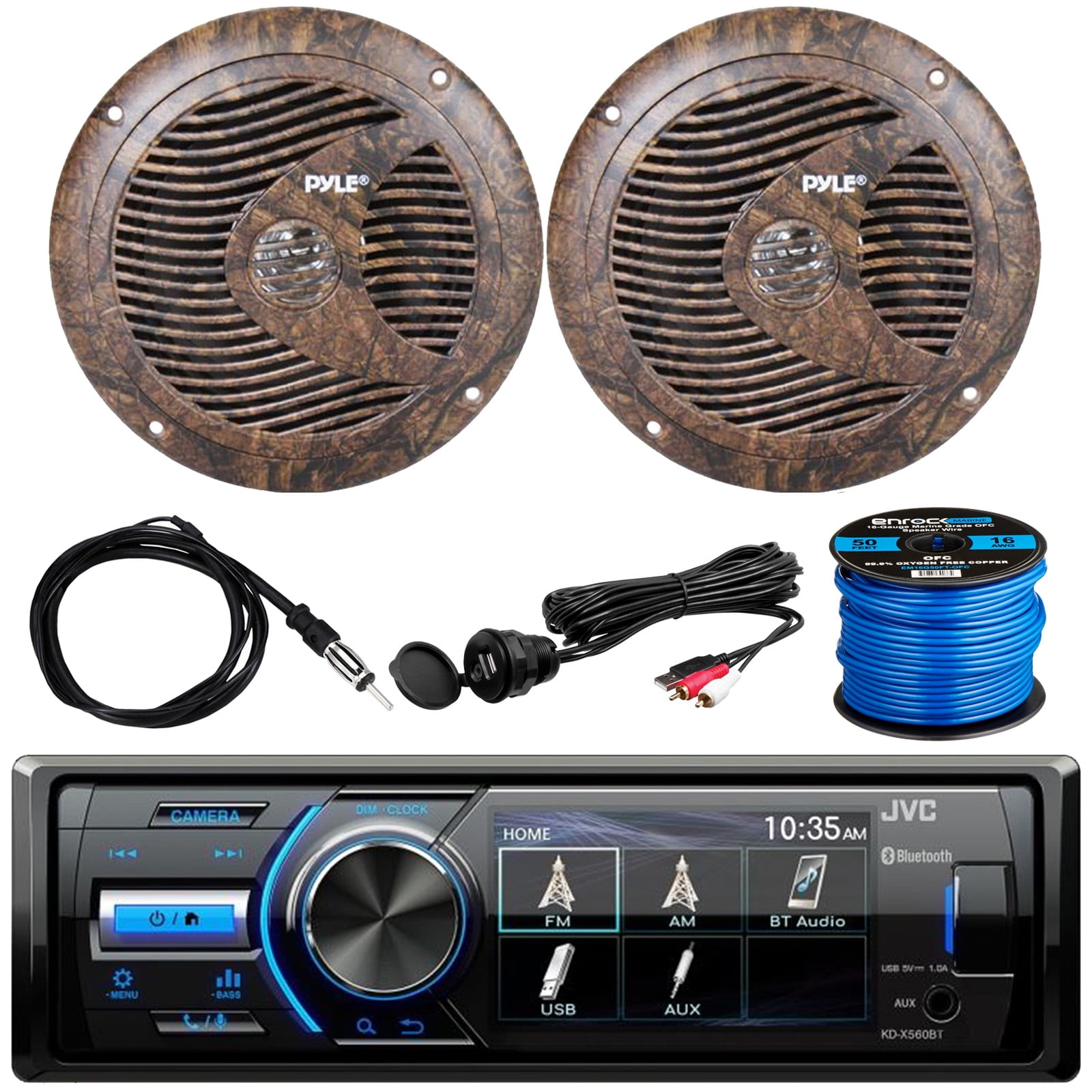 Marine/MotorSports Waterproof Digital Media USB AUX Bluetooth Stereo ...