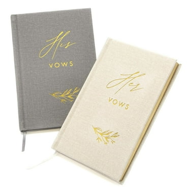 MUUJEE His and Her Vow Books (Set of 2) - Grey and Ivory Gold Foil ...