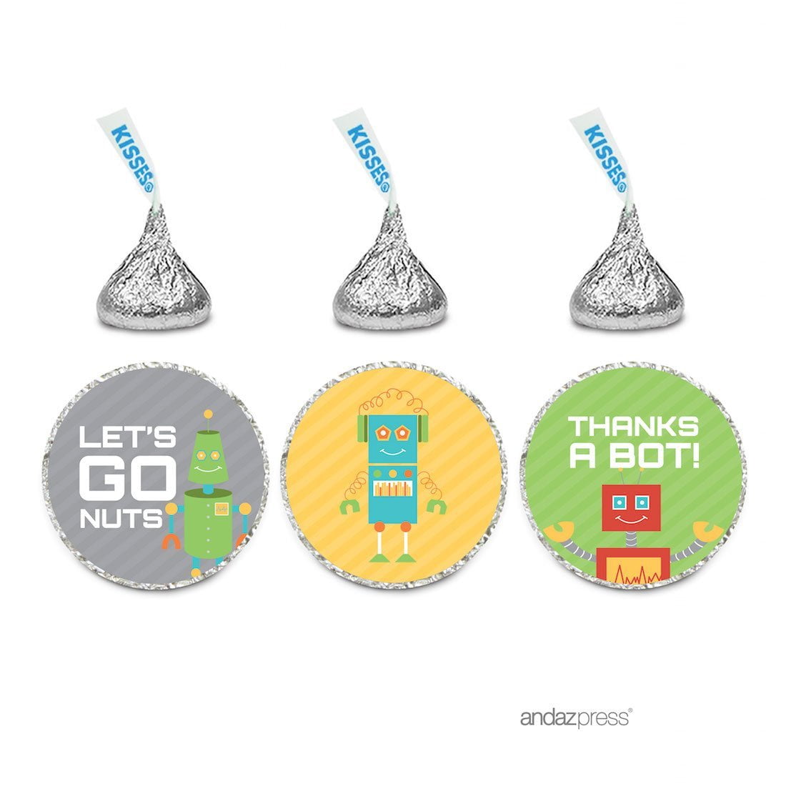 Thanks A Bot! Robot Birthday Hershey´s Kisses Party Favor Stickers, 216 ...