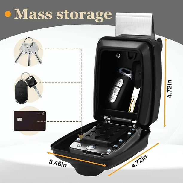 Gray Waterproof, Large Outdoor Security Key Box With 12 Digit Code ...