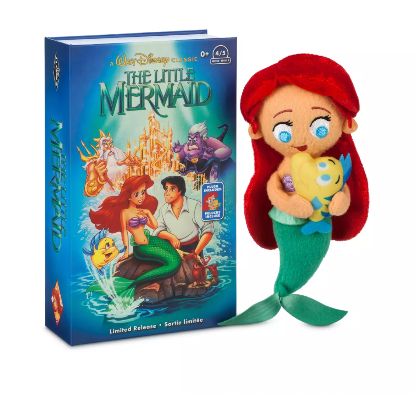 Disney The Little Mermaid Ariel and Flounder VHS Small Plush Limited ...