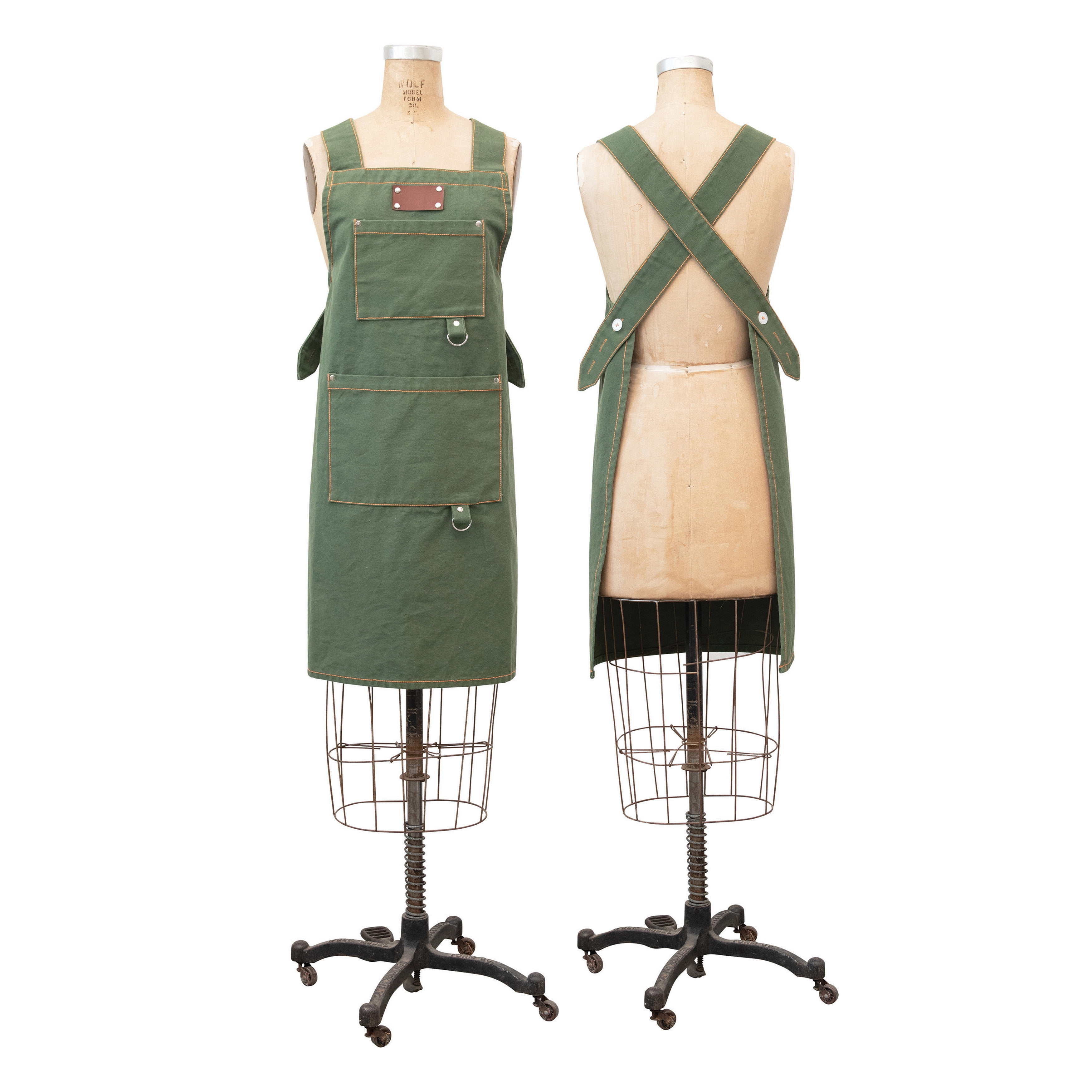 Creative Co-Op Cotton Canvas Cross Back Apron with Pockets and Rivets ...