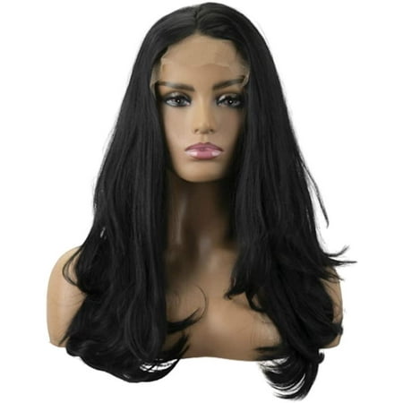 Natural Long Wave Non-Adhesive Synthetic Fiber Ladies Wig High ...