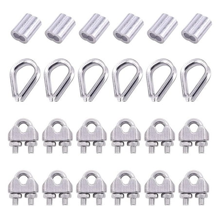 24Pcs M3 Wire Rope Cable Clip Clamp with Cable Thimbles Combo and ...
