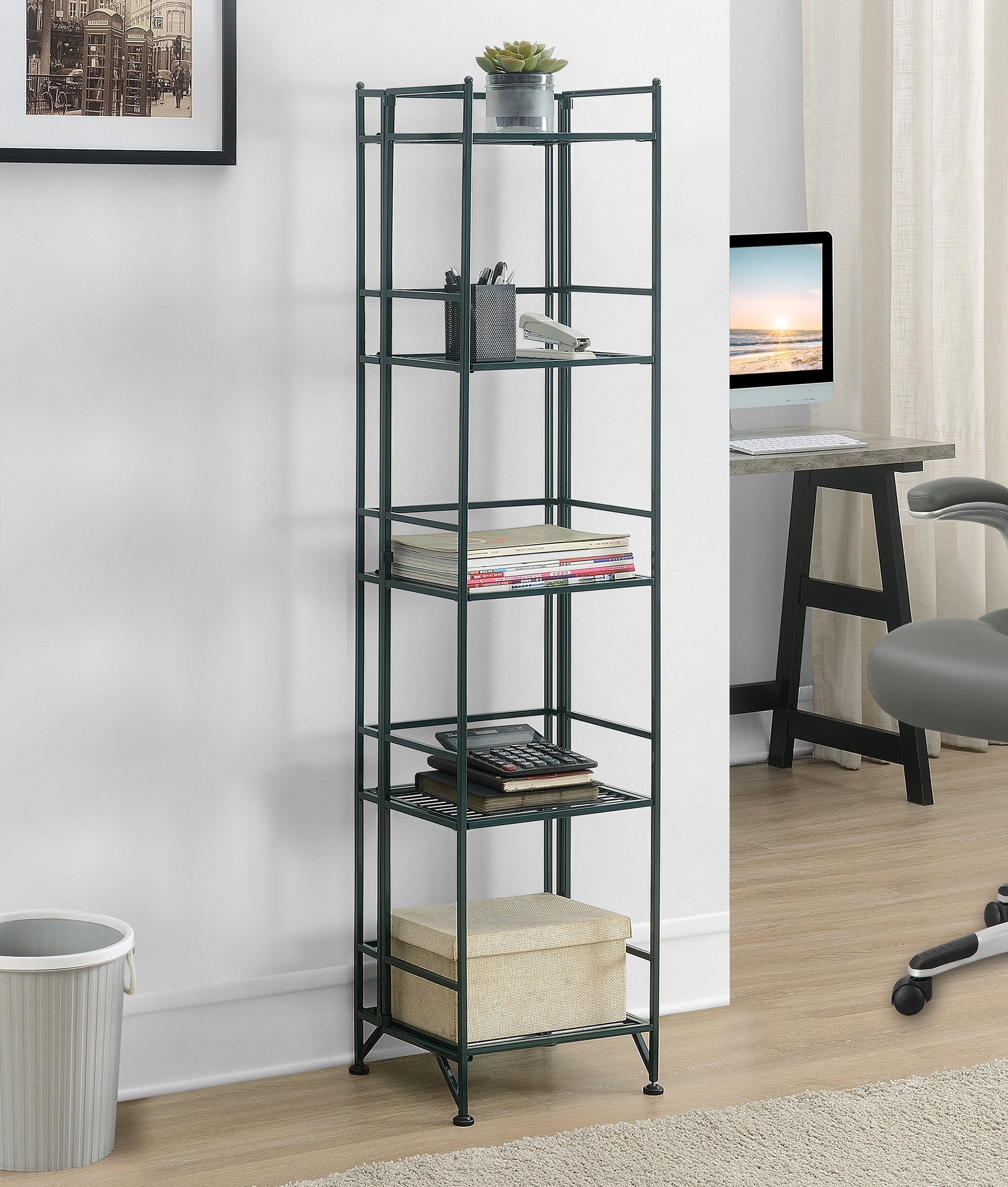 Convenience Concepts Xtra Storage 5 Tier Folding Metal Shelf, Forest ...