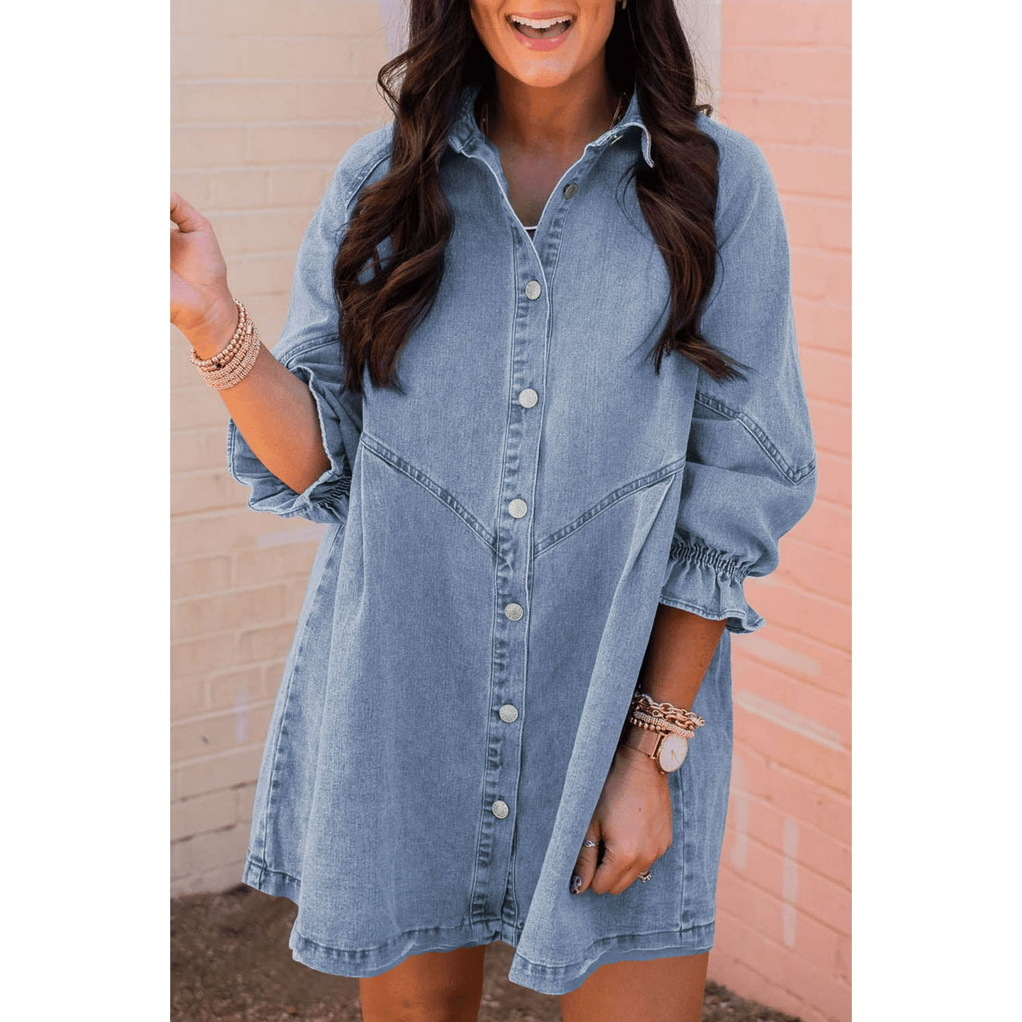 Click here for Chicfine Womens Sky Blue Buttoned Long Sleeve Deni... prices