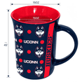15oz Two‑Tone Ceramic Coffee Mug with Husky Dog Logo, Navy Red Polka ...