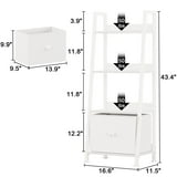Satifur 4-Tier Ladder Bookshelf With Drawer, Leaning Bookcase Storage ...
