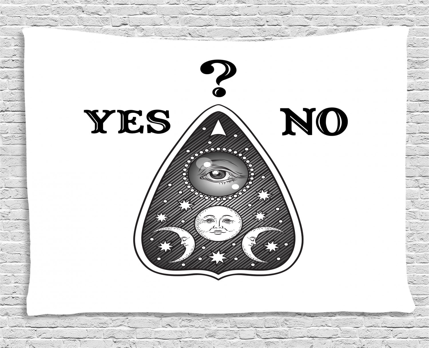 Ouija Board Tapestry, Antique Style Mystifying Oracle Yes and No Text ...