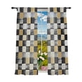 Black Gold Mosaic Sheer Curtains for Living Room Bedroom, Rustic ...
