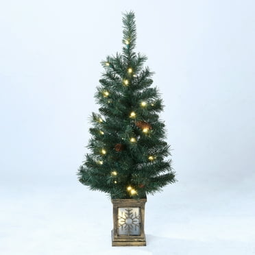 Costway 5ft Pre-Lit PVC Christmas Entrance Tree with 100 Warm White LED ...