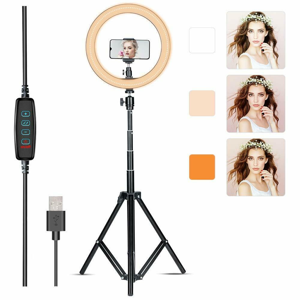 10" LED Ring Light Studio Dimmable Light Photo Video Lamp Kit For ...