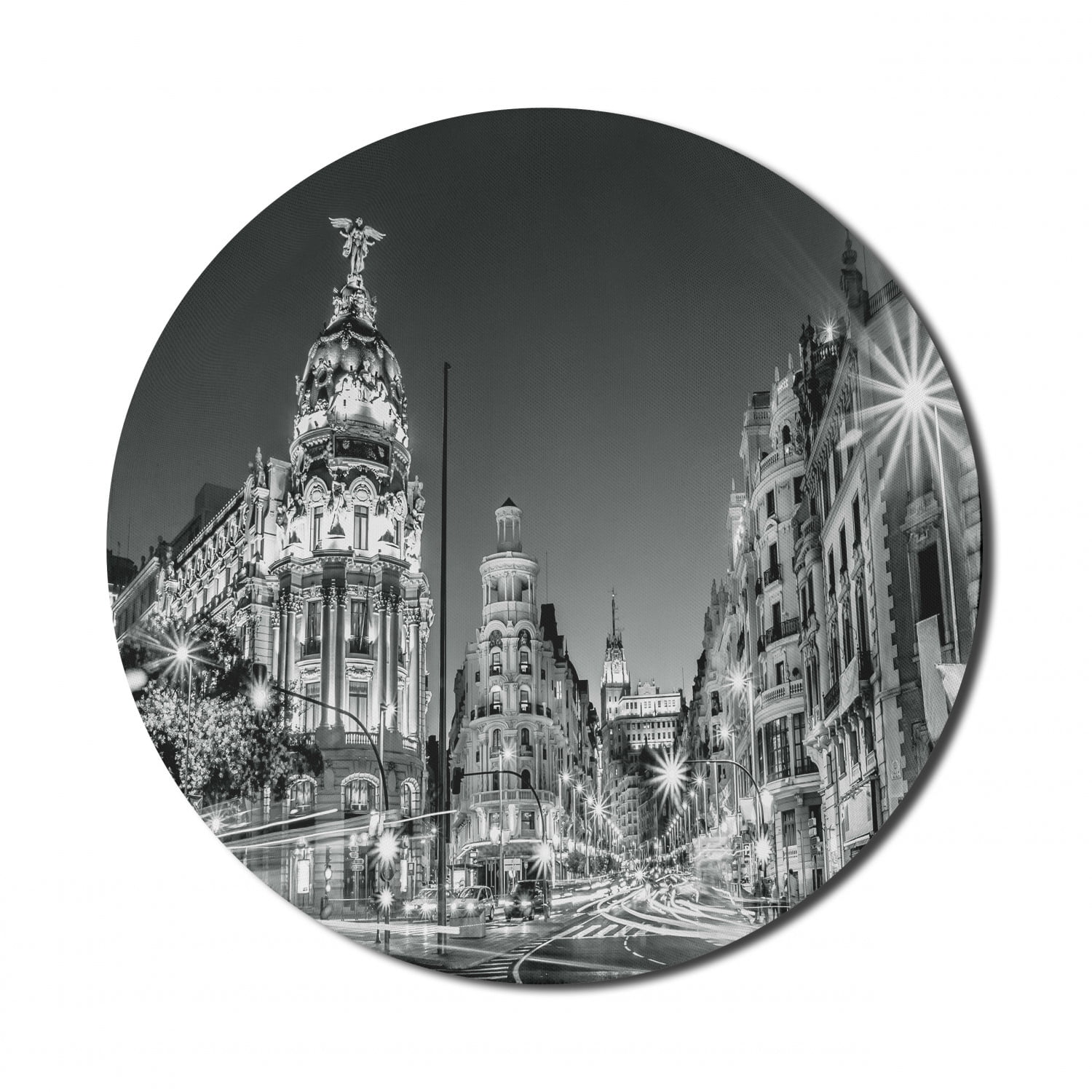 Black and White Mouse Pad for Computers, Madrid City at Nighttime in ...
