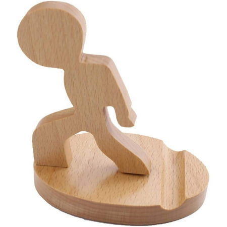 Universal Wood Phone Stand Cute Cell Phone Stand Little Wooden Man ...