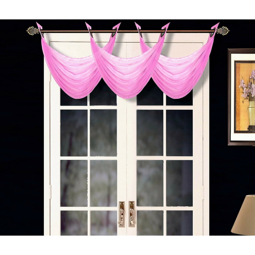K36 HOT PINK 1-PC Solid Voile Sheer WATERFALL Valance Window Treatment ...