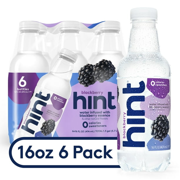 Hint Water Infused with Blackberry Essence, 16 Fl Oz, 6 Count Bottles ...