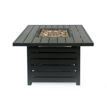Noble House Aspen Outdoor Square Aluminum Fire Pit in Matte Black ...