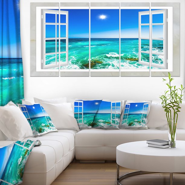 Open Window to Wavy Ocean - Extra Large Seashore Canvas Art - Walmart.ca