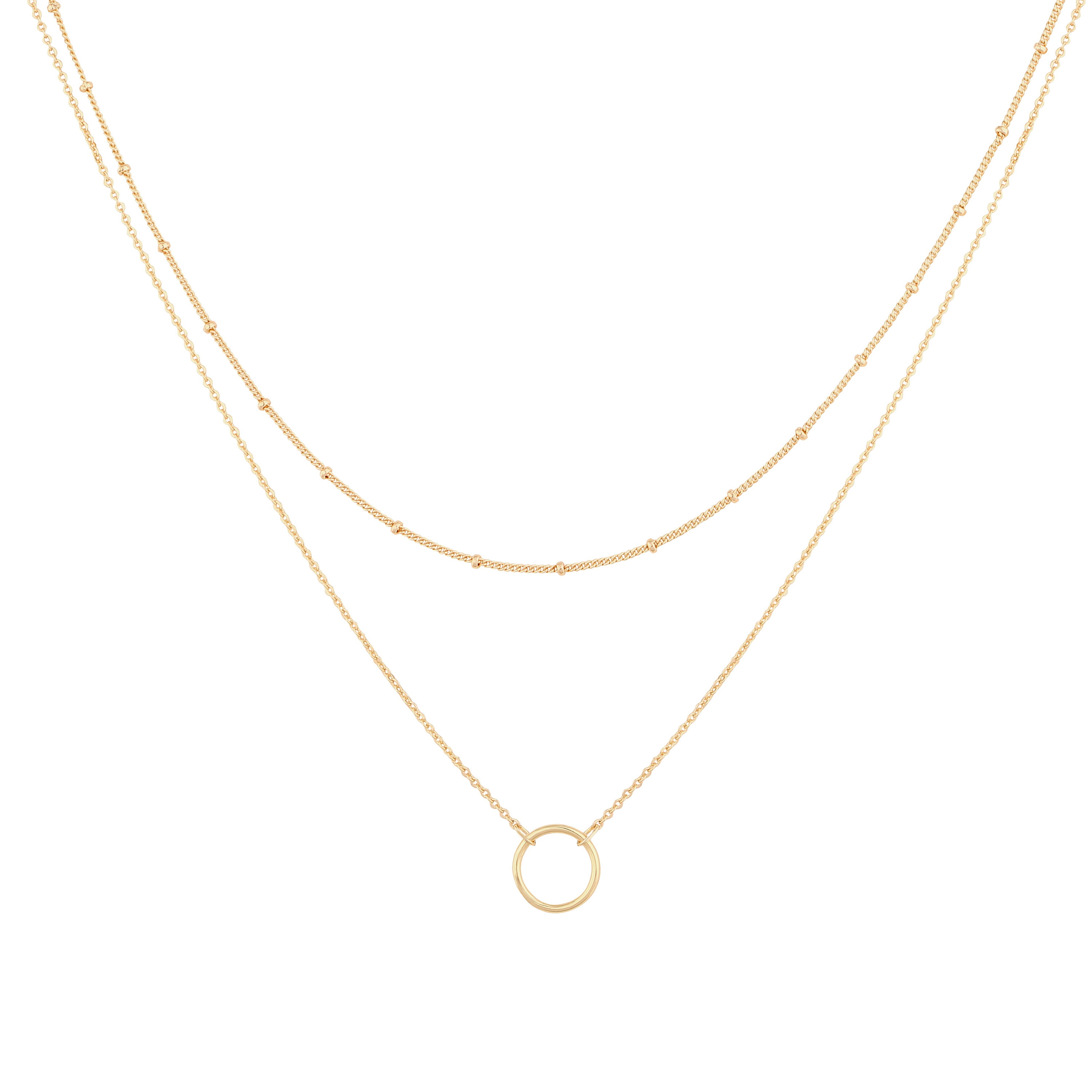 Mevecco 18K Gold Plated Dainty Karma Round Disc Charm Beaded Chain ...