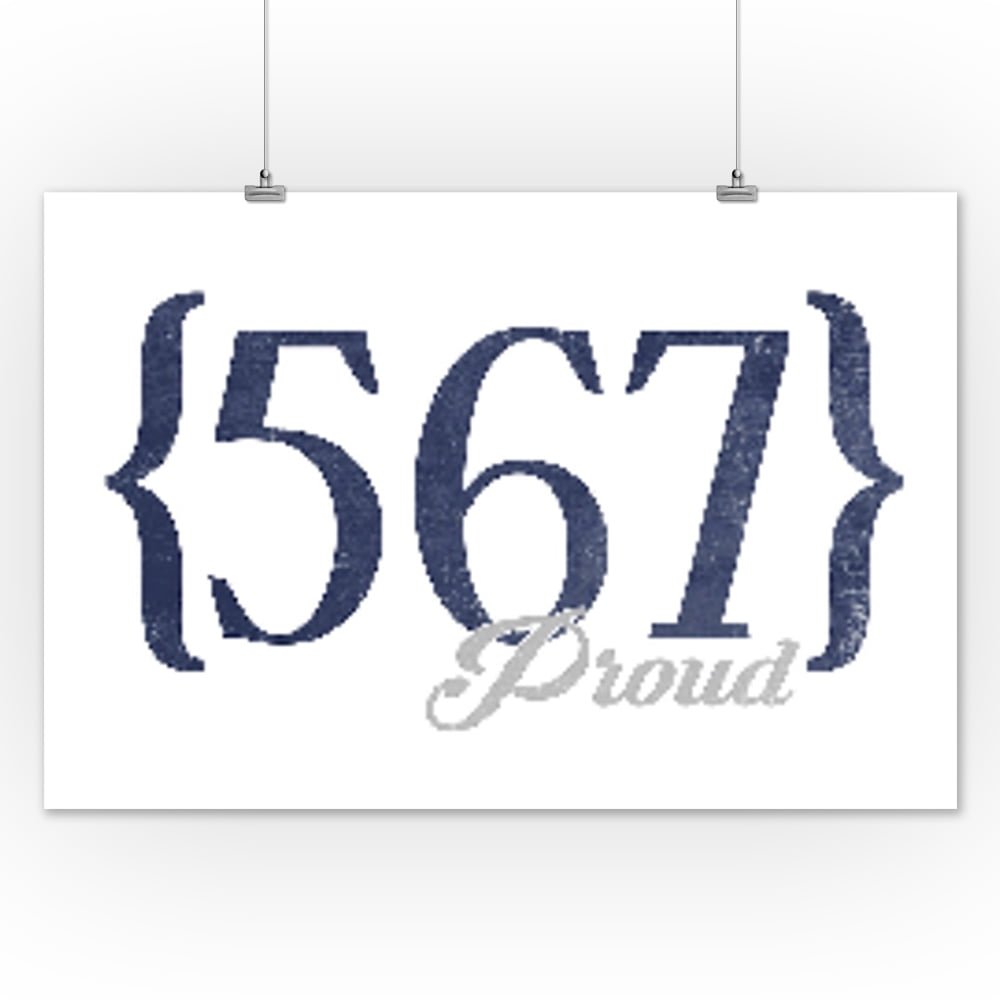 Toledo, Ohio - 567 Area Code (Blue) - Lantern Press Artwork (12x18 Art ...