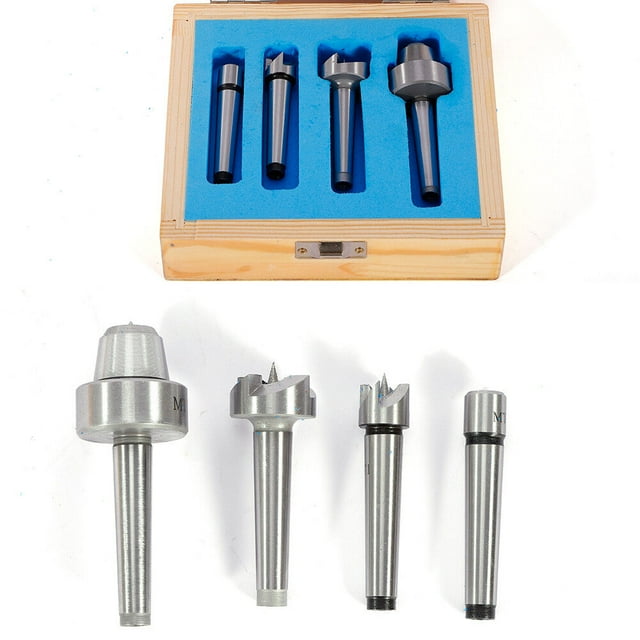 4pcs MT1 Wood Lathe Live Center And Drive Spur Cup MT1 Arbor+Wooden Box ...