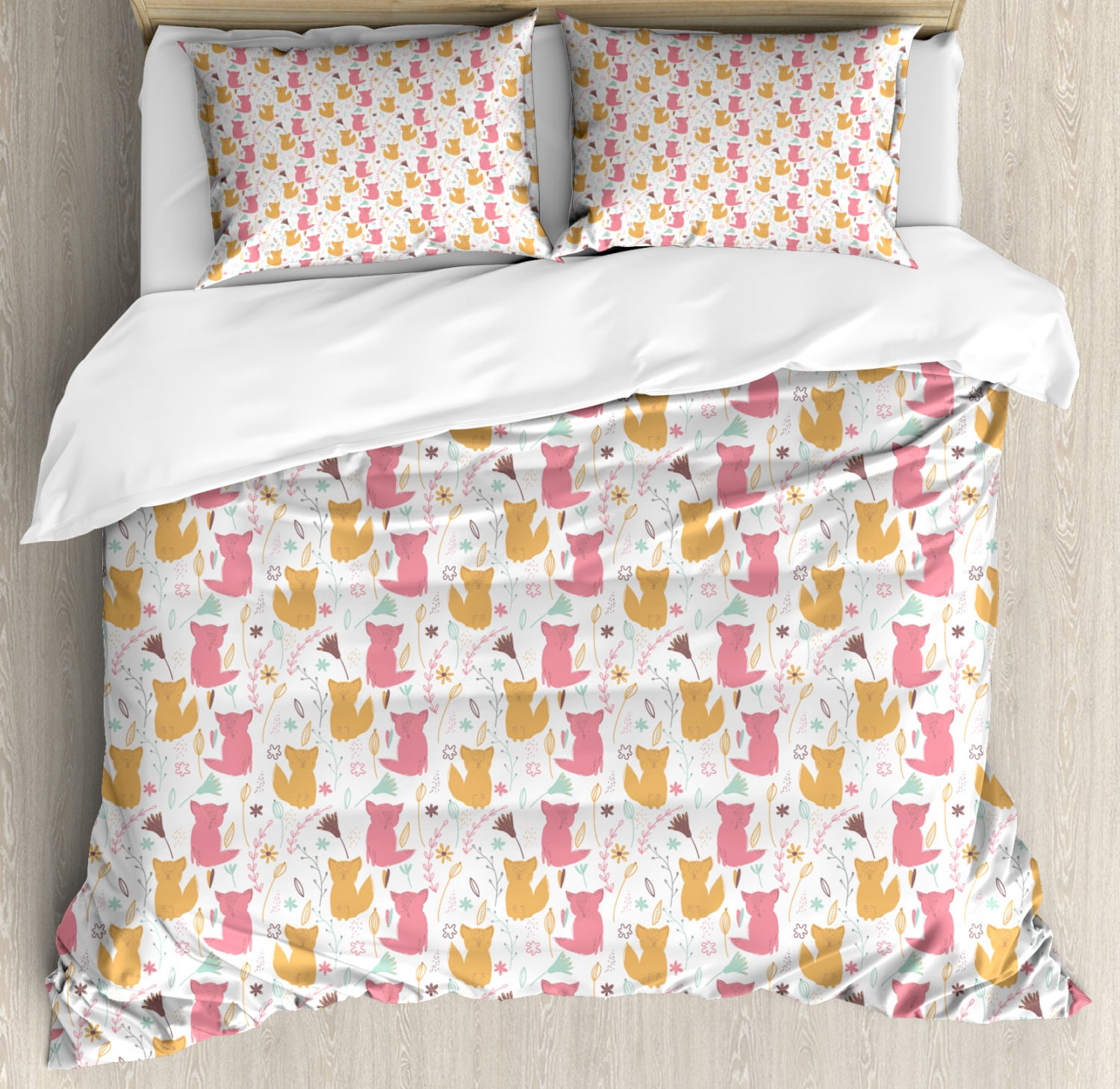 Cats Queen Size Duvet Cover Set, Illustration of Hand Drawn Male and ...