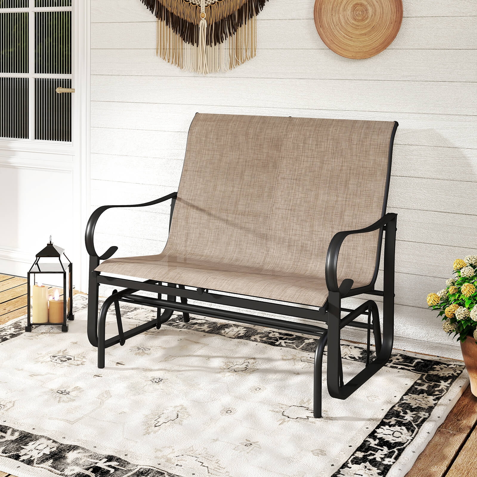 Click here for Costway Patio Gilder Bench 2-Person Fabric Rocking... prices