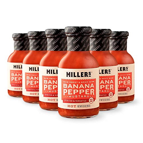 Miller's Banana Pepper Mustard, Non-GMO Project Verified, Hot, 9.5 ...
