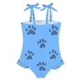 Animal Dog Blue Tile Pattern Girls' One-Piece Swimsuit Bowknot Tie ...