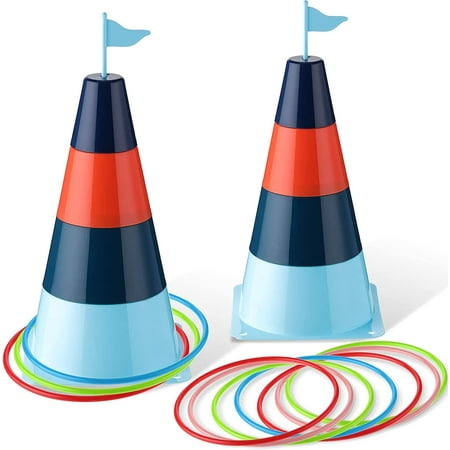 2 Sets Sport Ring Toss Game Set 18 Inches Plastic Traffic Cones 16 ...