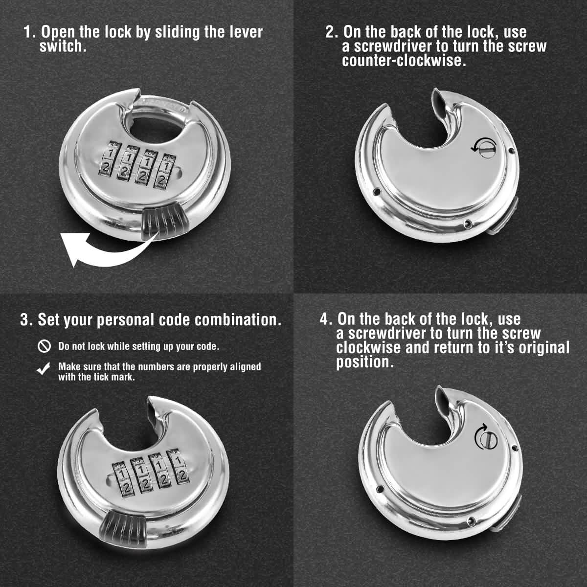 Buy FactorDuty 1 Piece 4 Digit Combination Disc Padlock with Hardened ...