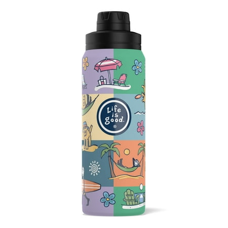 Life is Good Stainless Steel Insulated Water Bottle - Leak Proof Double ...