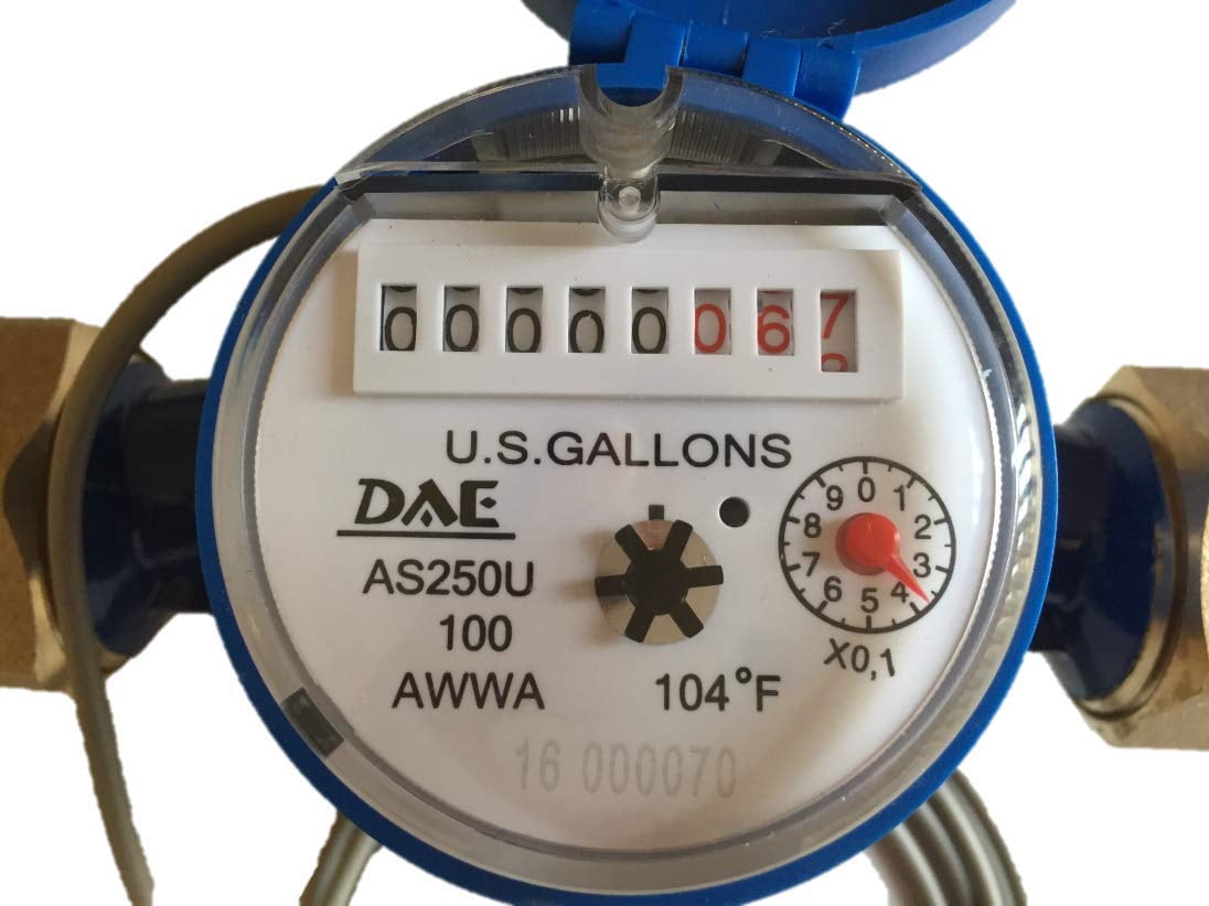 DAE AS250U-100P 1" Water Meter with Pulse Output, Measuring in Gallon ...