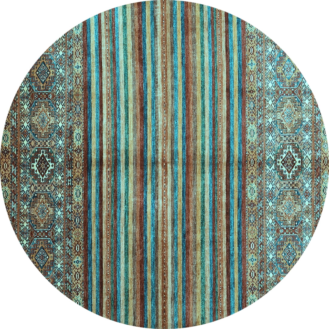 Ahgly Company Indoor Round Southwestern Light Blue Country Area Rugs, 5 ...