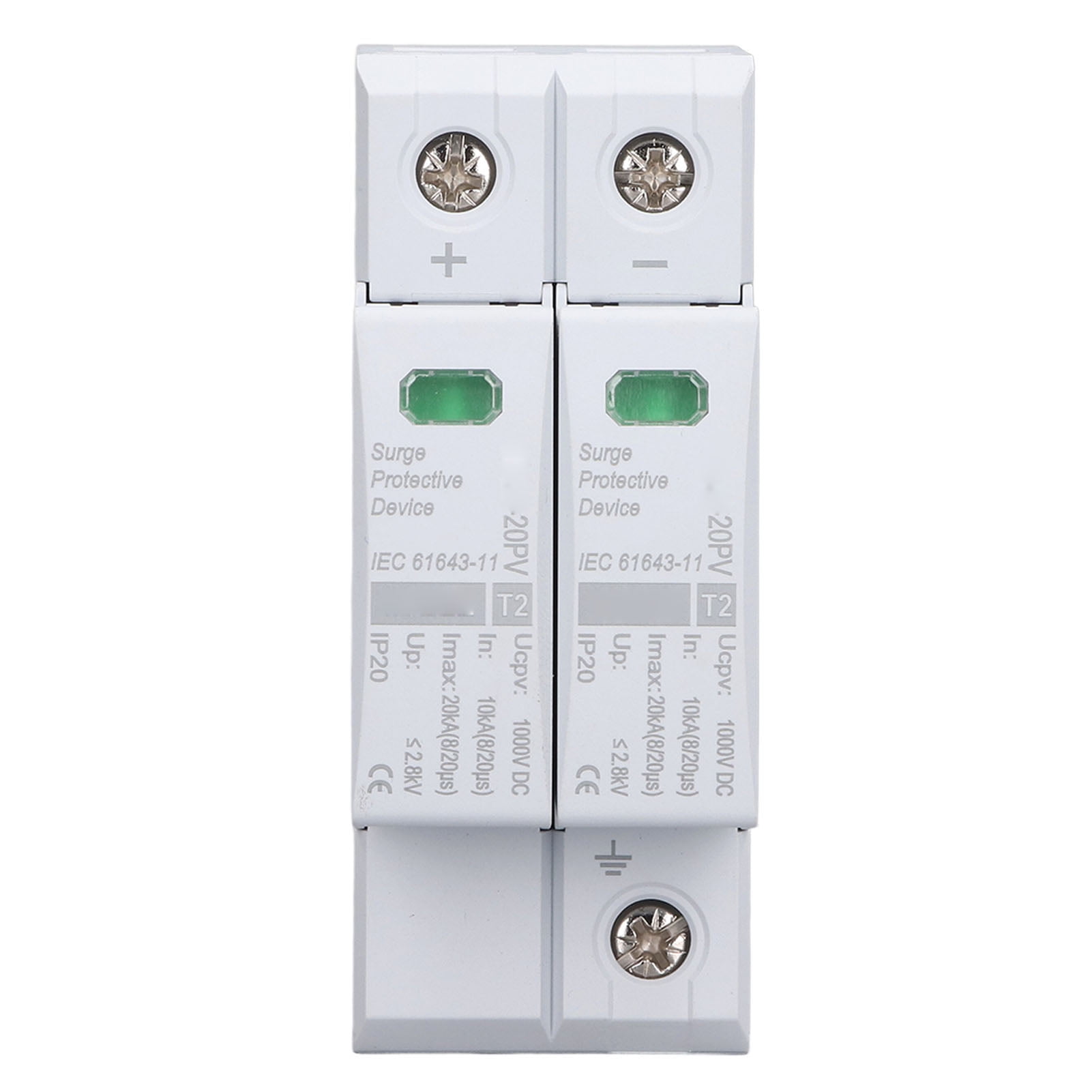DC Solar PV Surge Protector 2P 10 To 20KA 35mm DIN Rail Installation ...