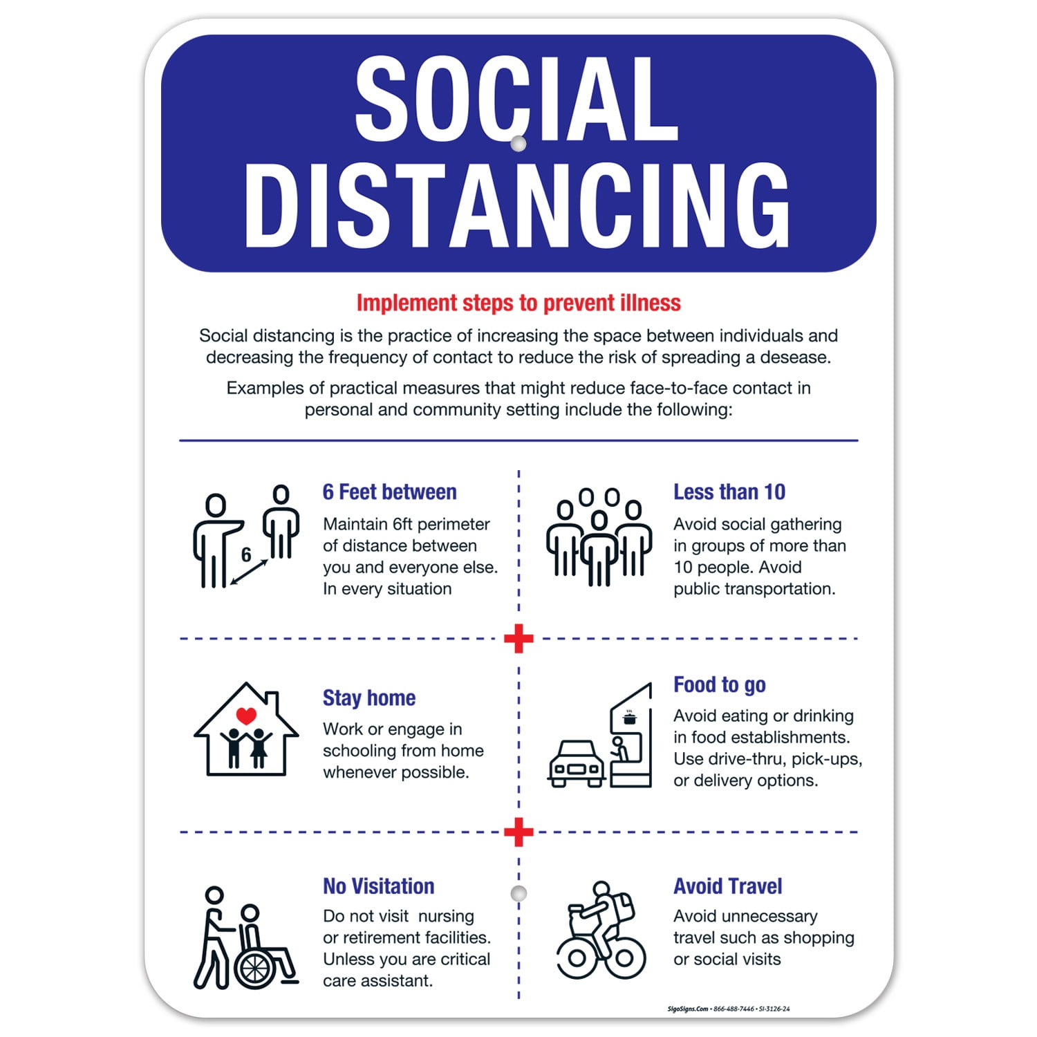Social Distancing Sign, 18x24 Aluminum - Walmart.com