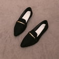 Black Ladies Flat Moccasins Made Of Flock With A Casual Toe For Easy ...