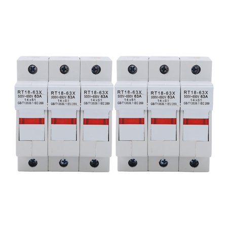 Fuse Holder, 63A 500-690V Flame Retardant Power Fuse Base RT18-63X Rail ...