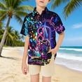 Boys T Shirt Shirts Cool Neon Music Cat Print Summer Casual Button Down ...